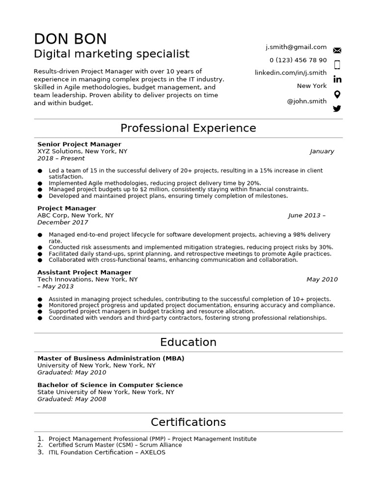 Don Bon: Digital Marketing Specialist | PDF | Scrum (Software ...