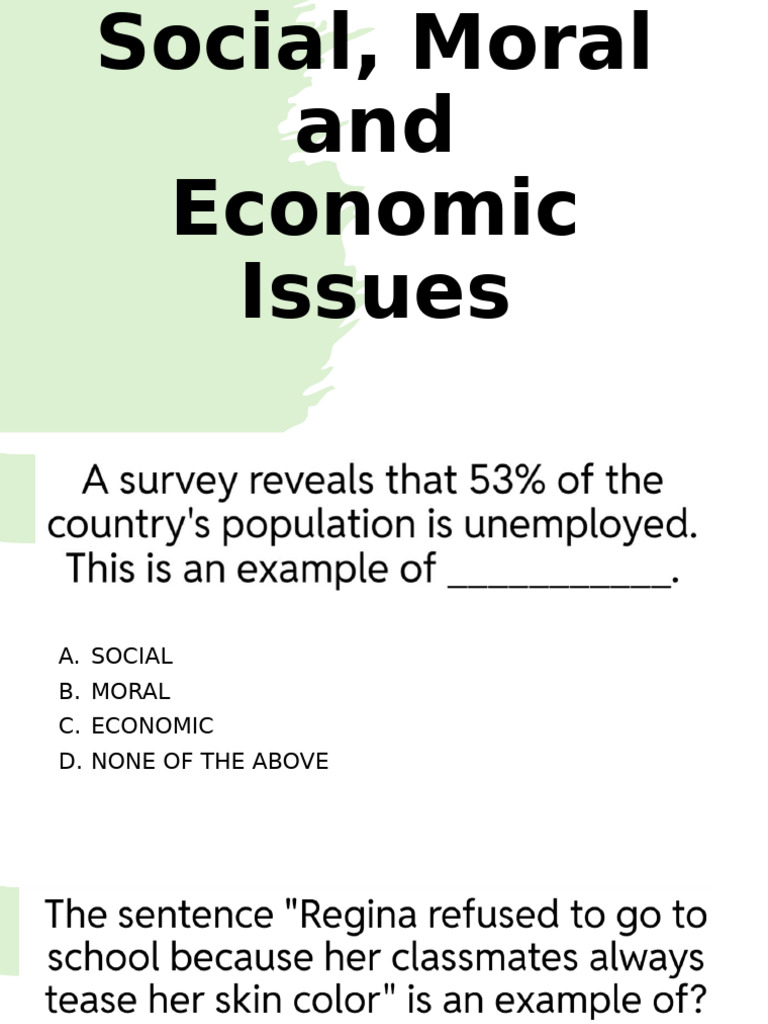 Social, Moral, and Economic Issues Explained | PDF | Poverty | Poverty ...