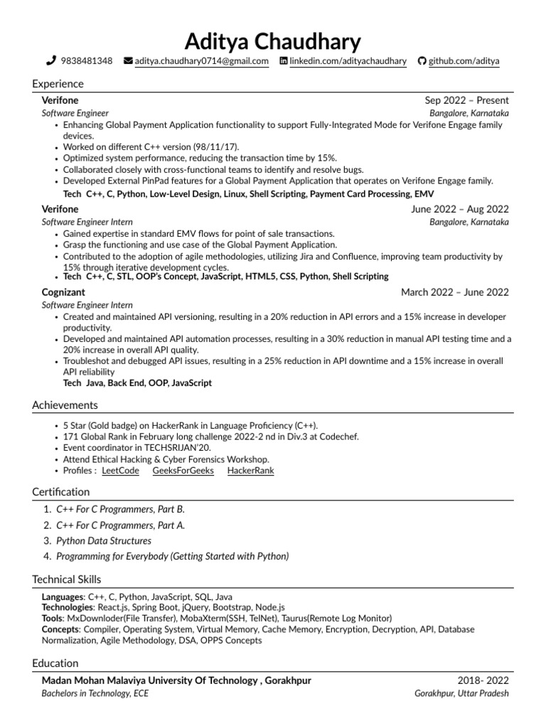 Aditya Updated Resume | PDF | C++ | Python (Programming Language)