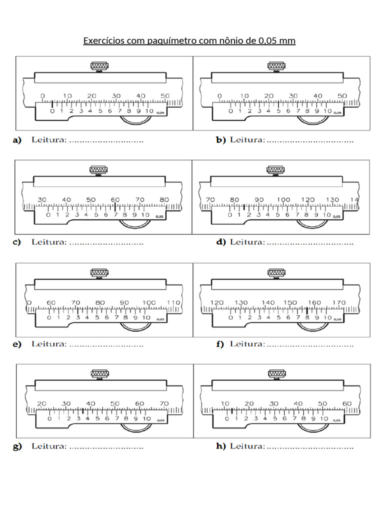 Exercícios Com Paquímetro em Milímetros | PDF