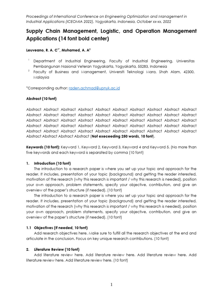 Proceeding Template-ICEOMIA 2022 | PDF | Apa Style | Statistics
