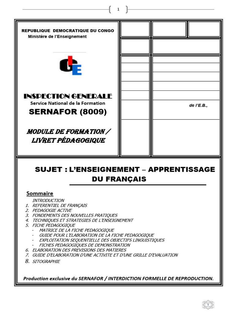 Module de formation en français RDC | PDF | Temps (grammaire) | Verbe