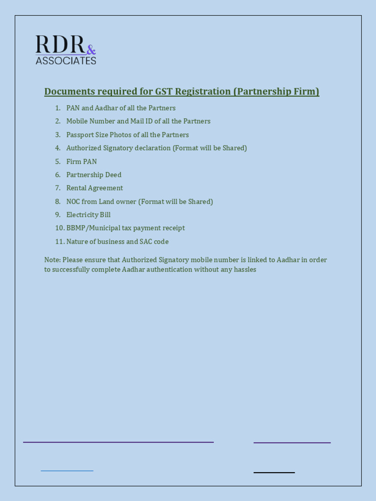 GST Registartion - Partnership | PDF
