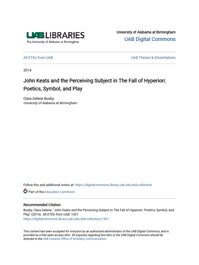 John Keats and The Perceiving Subject in The Fall of Hyperion - Po ...