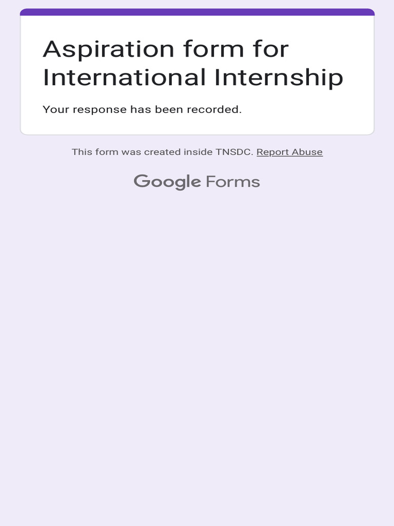 Aspiration Form For International Internship | PDF