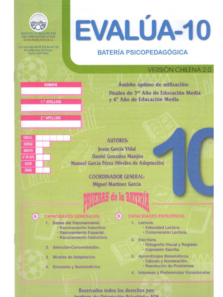 Cuadernillo 20 Chile Evalua 10 | PDF