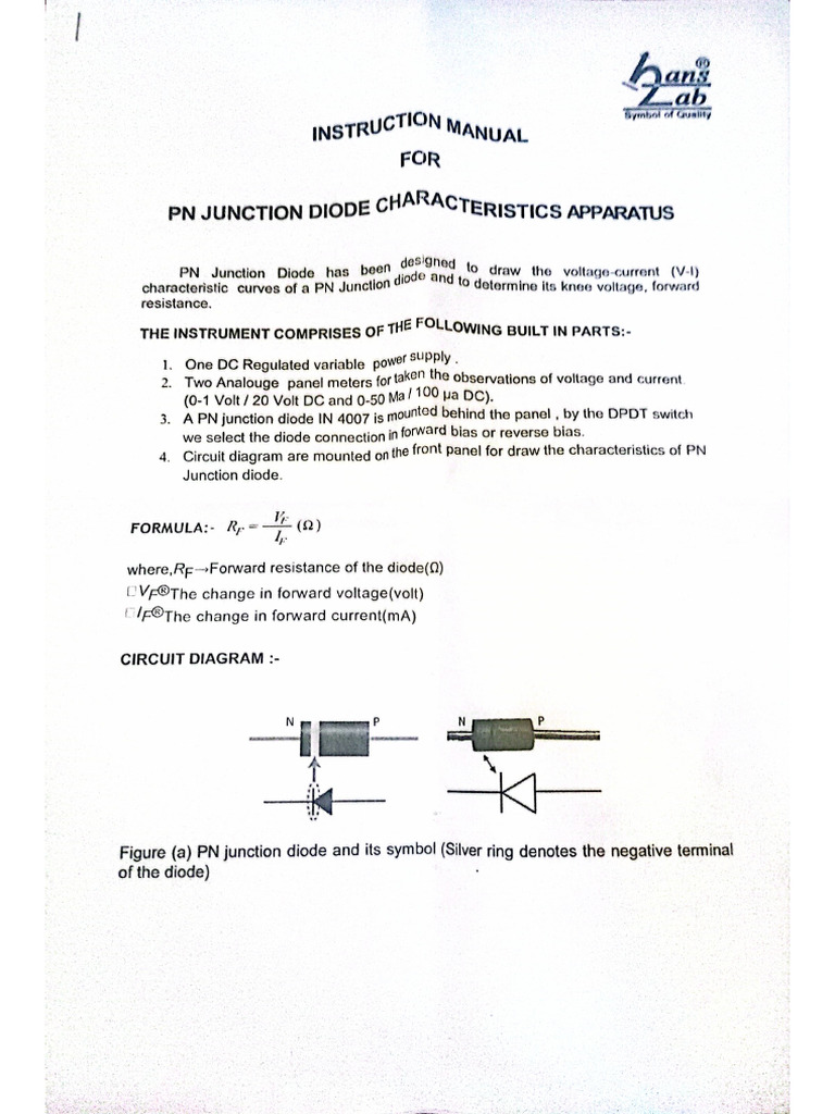 Pn Junction Diode Characteristics | PDF