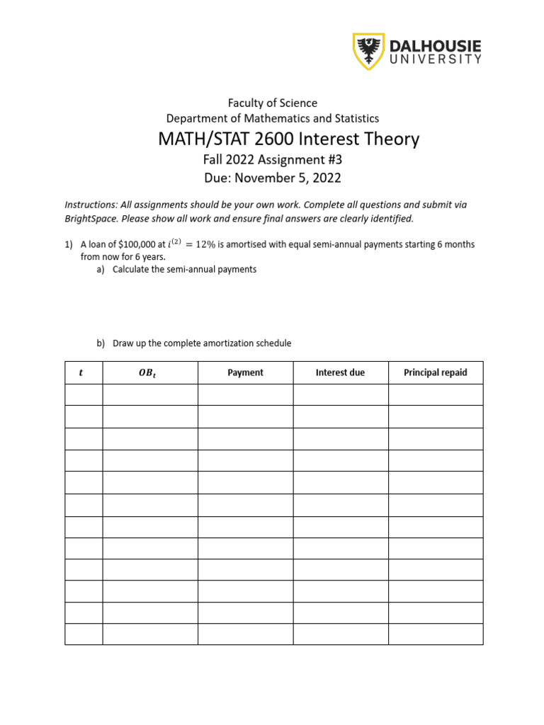 MATH2600 Assignment3 Fall2022 | PDF