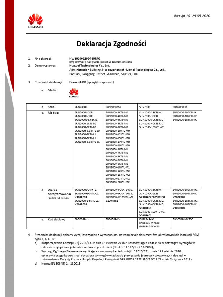HUAWEI Deklaracja NC RFG PL EN | PDF