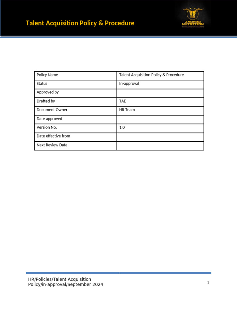 Talent Acquisition Policy Procedure 1.0 | PDF | Recruitment | Employment