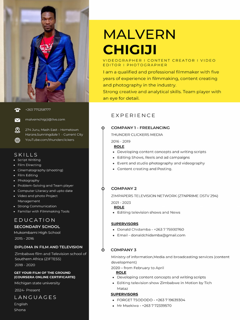 Black Yellow Simple Modern Corporate CV Resume | PDF
