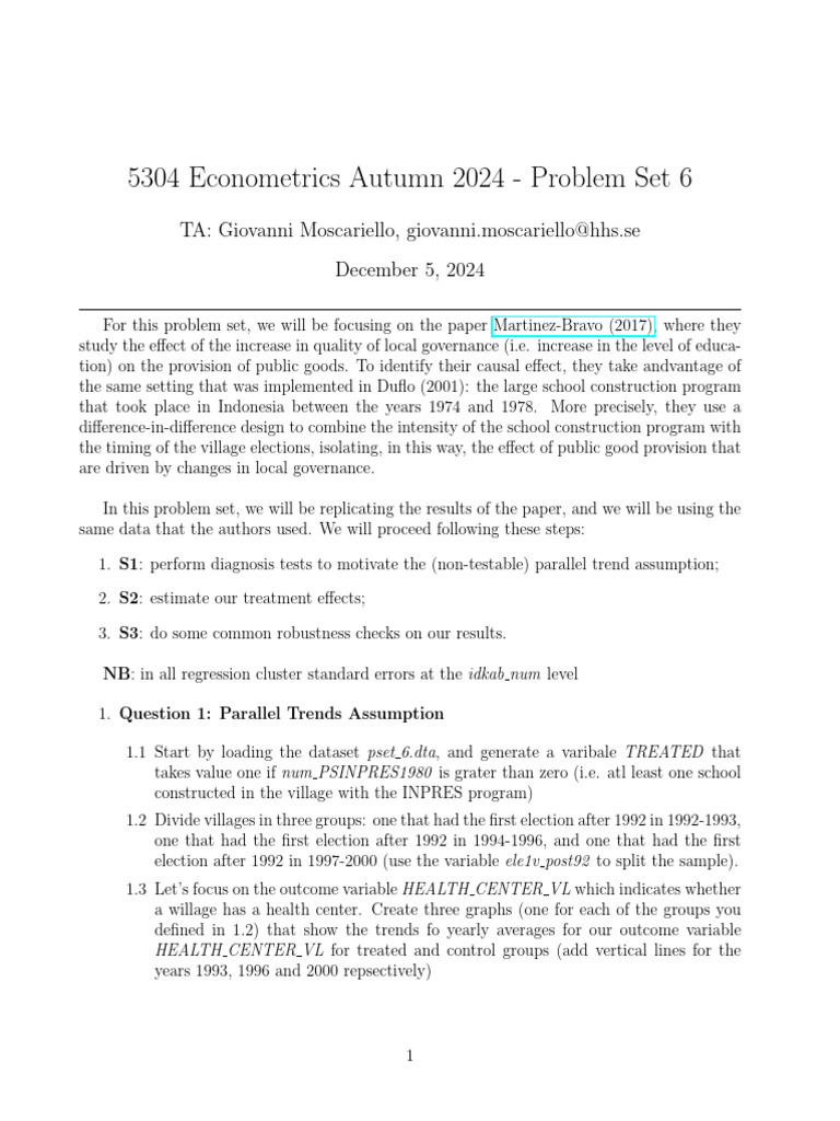 Econometrics Problem Set Analysis | PDF | Applied Statistics | Teaching ...