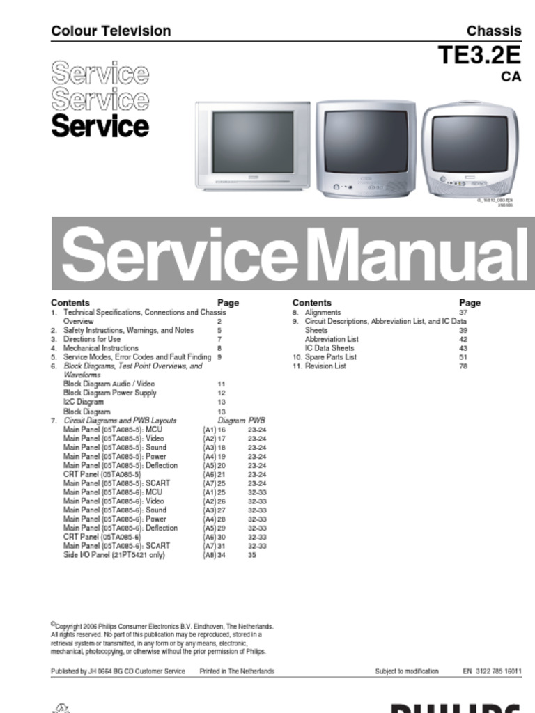 Philips Chassis Te3.2e-CA | PDF | Soldering | Electrostatic Discharge