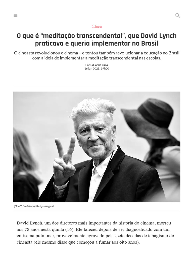 David Lynch e a Meditação Transcendental | PDF | Meditação | Atenção plena
