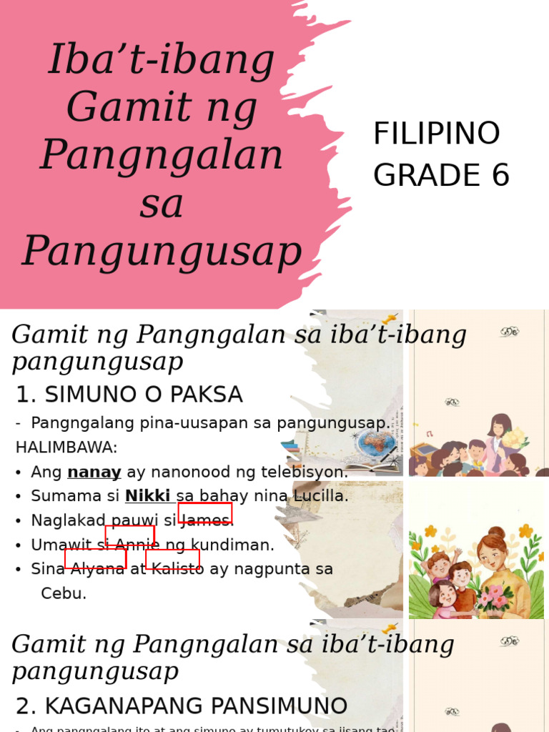 Gamit NG Pangngalan Sa Pangungusap Grade 6 | PDF