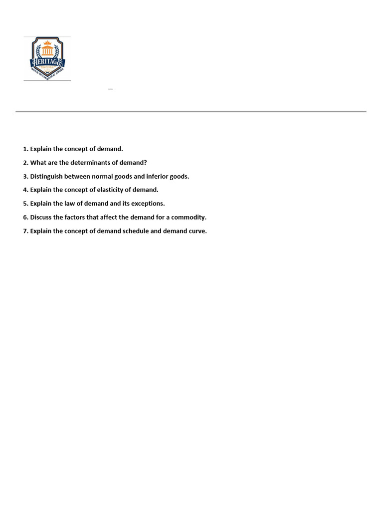 11th Economics Worksheets | PDF | Demand | Utility