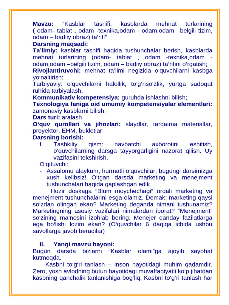 Kasb Dars Ishlanma | PDF