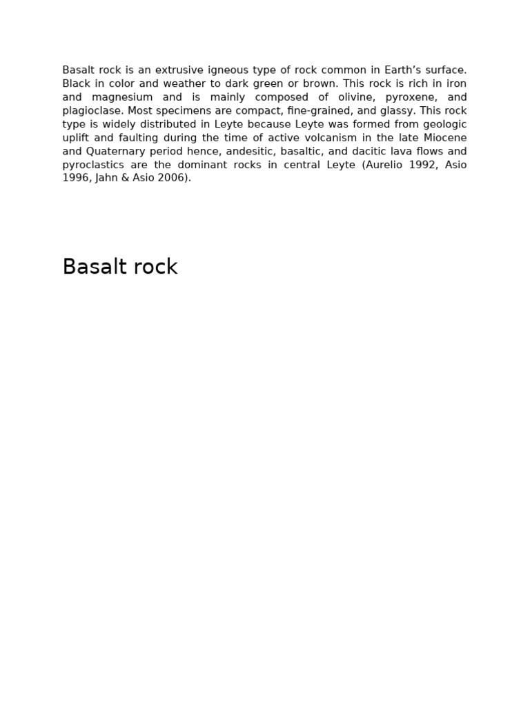 Basalt Rock Description | PDF