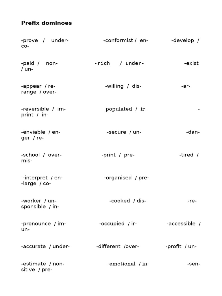 Prefix Dominoes 2 | PDF