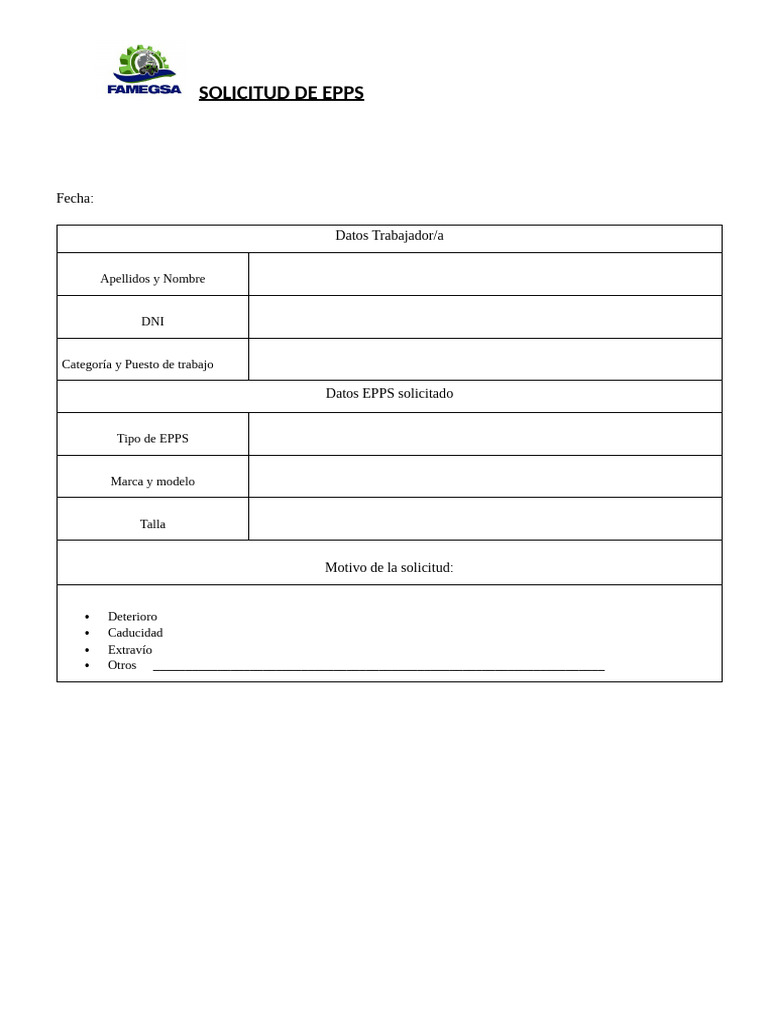 Solicitud Epps | PDF