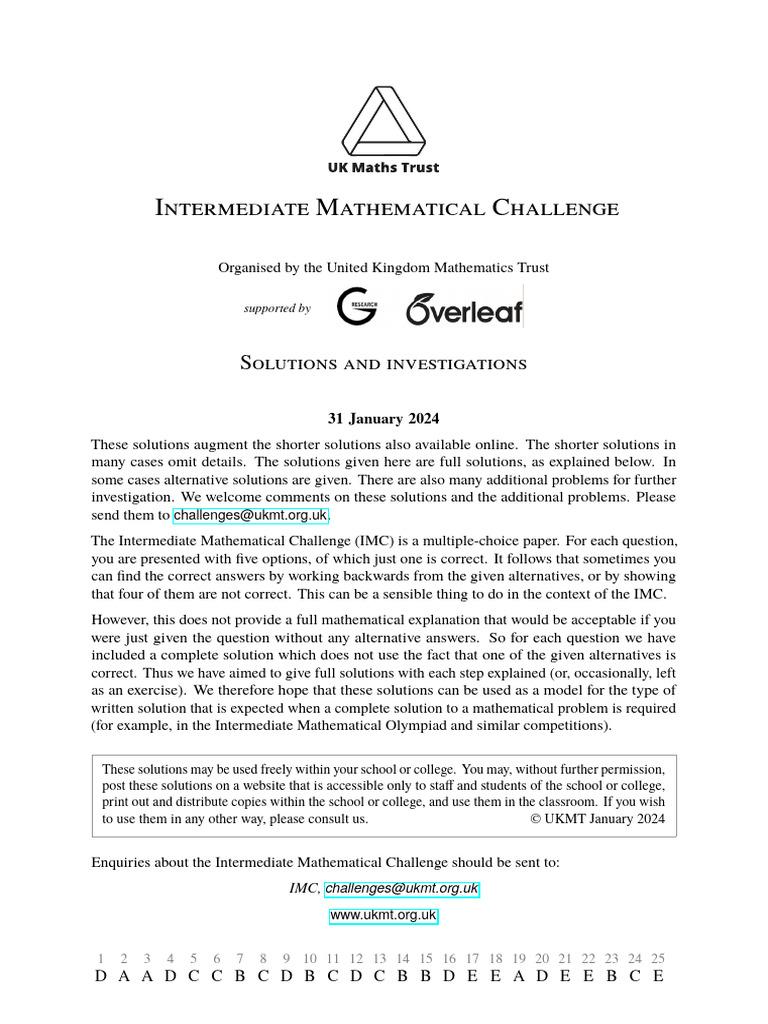 IMC 2024 Extended Solutions | PDF | Area | Square Root
