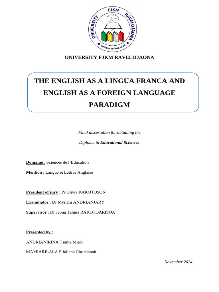 ELF vs. EFL: A Comparative Analysis | PDF | English As A Second Or ...