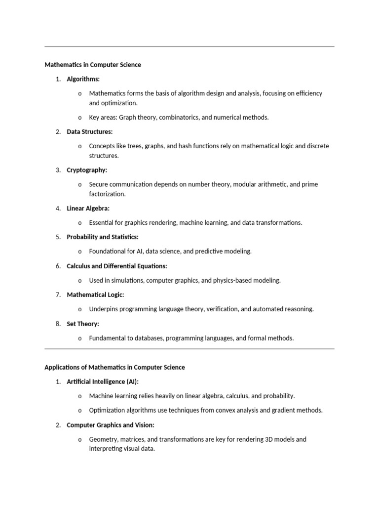 Computer Science and Maths | PDF | Mathematics | Computer Science