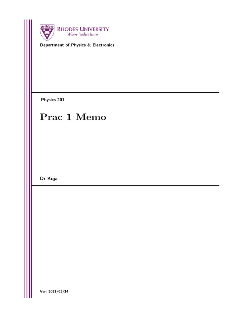 Prac 1 Memo | PDF | Electrical Circuits | Telecommunications Engineering