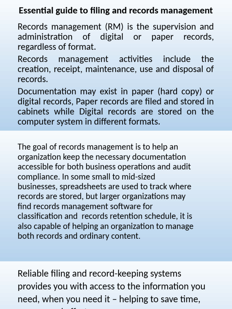 Presentation On Filing and Records Management | PDF | Computer File ...