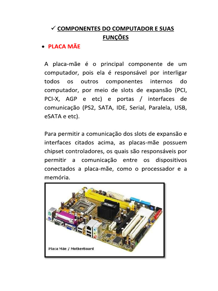 Componentes Do Computador e Suas Funções | PDF