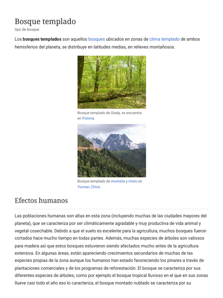 Bosque Templado - Wikipedia, La Enciclopedia Libre | PDF | Clima ...