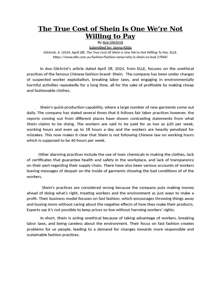 The True Cost of Shein Is One We | PDF