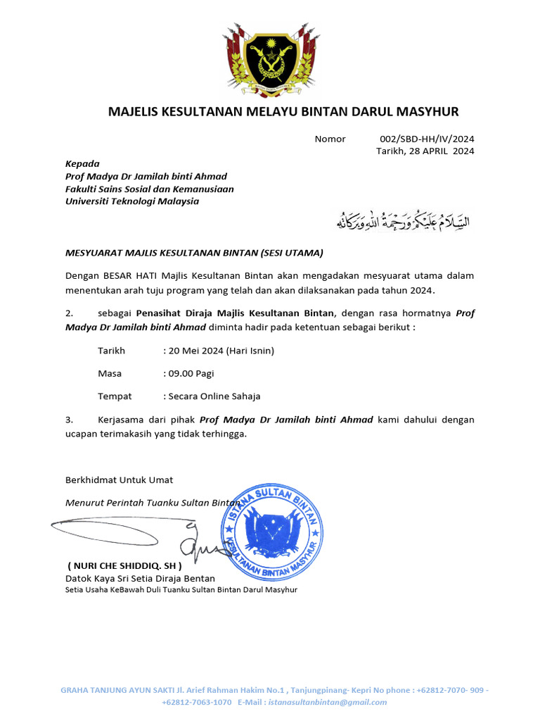 Jemputan Kepada Prof Jamilah | PDF