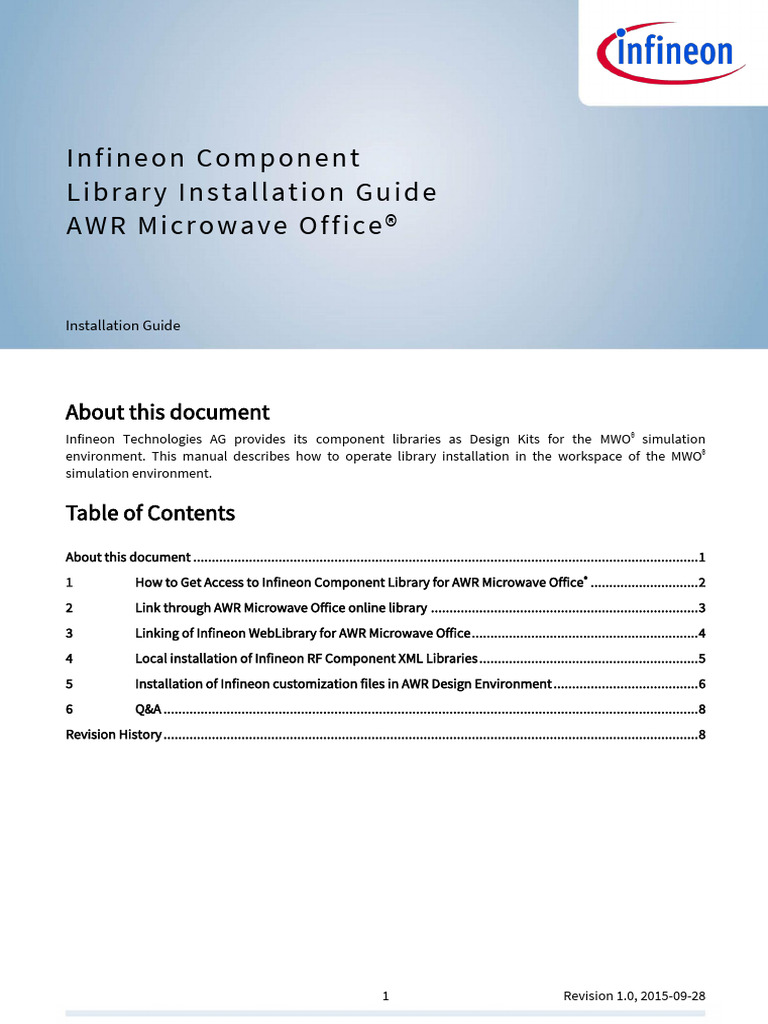 Infineon Library Installation Guide AWR MWO SM v01 - 00 EN | PDF | Computer File | Library ...