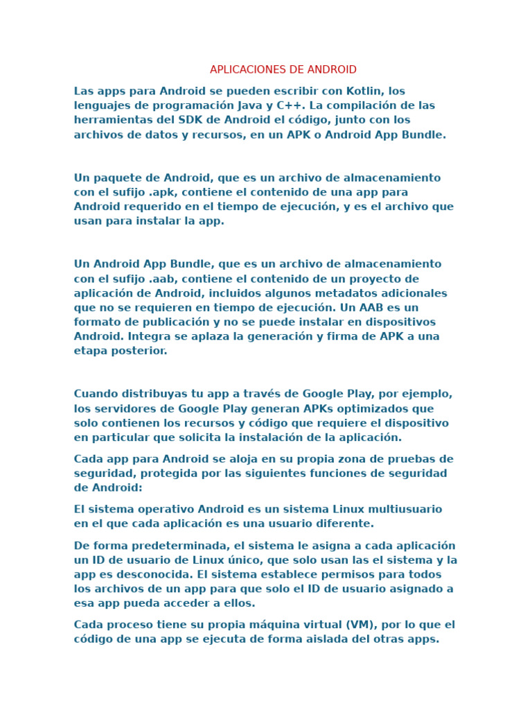 Sistema Operativo | PDF | Android (sistema operativo) | Aplicación movil