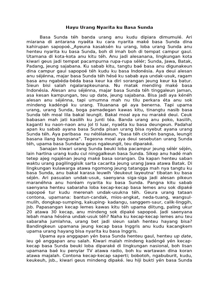 Hayu Nyarita Basa Sunda | PDF