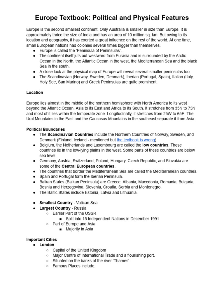 Europe: Geography for Class 7 ICSE | PDF | Europe | Balkans
