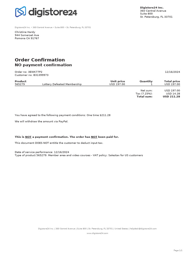 Order Confirmation 3EWK77P2 | PDF | Taxes | Taxation