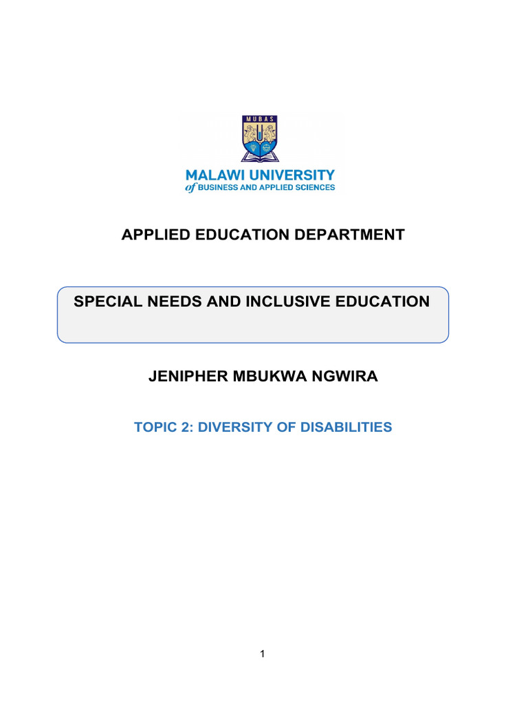 Diversity of Disabilities in Education | PDF | Cancer | Diabetes