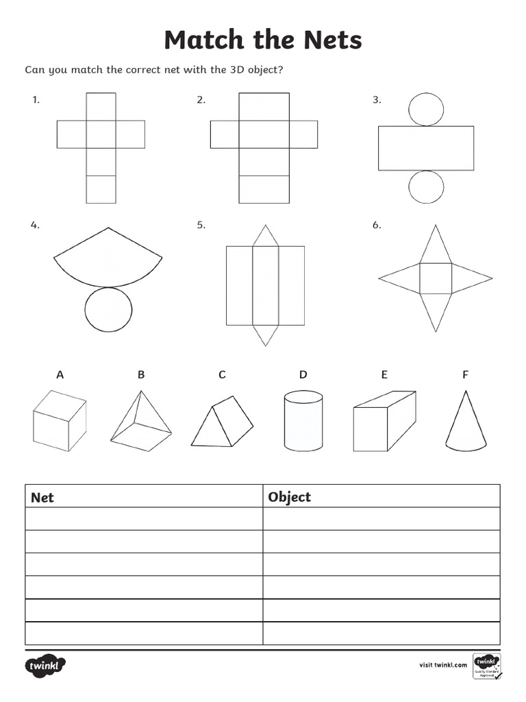 t2 M 937 Match The 3d Object Nets Worksheet Ver 6 | PDF