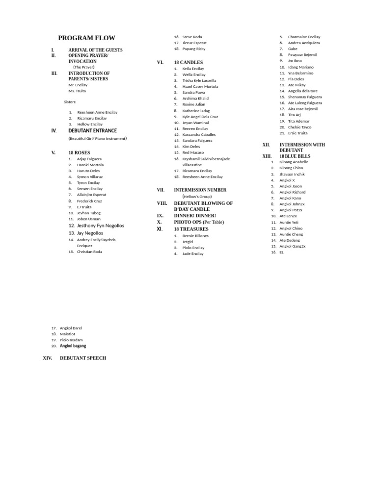 NICA 18TH B'DAY FLOW | PDF