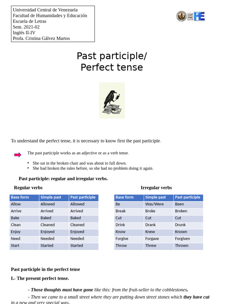 Understanding Past Participles and Perfect Tenses | PDF | Perfect ...