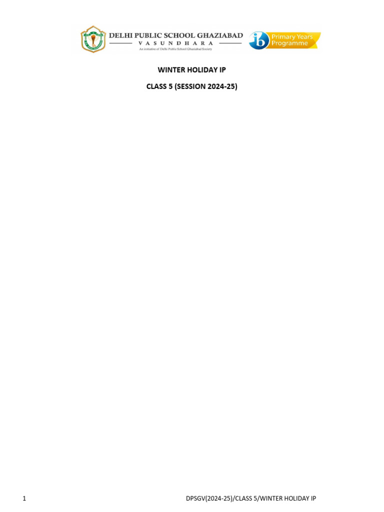 Class 5 Winter Holiday Ip | PDF | Cognitive Science | Cognition