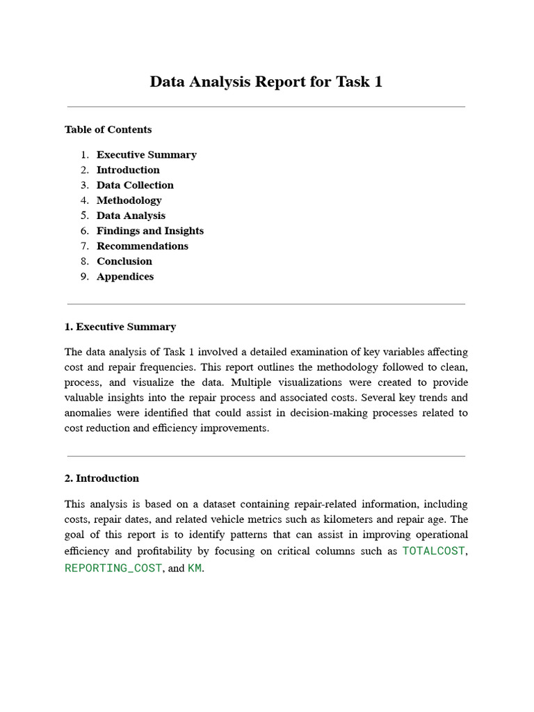 Data Analysis Report for Task 1 | PDF | Data Analysis | Data Data Analysis Report for Task 1 | PDF | Data Analysis | Data