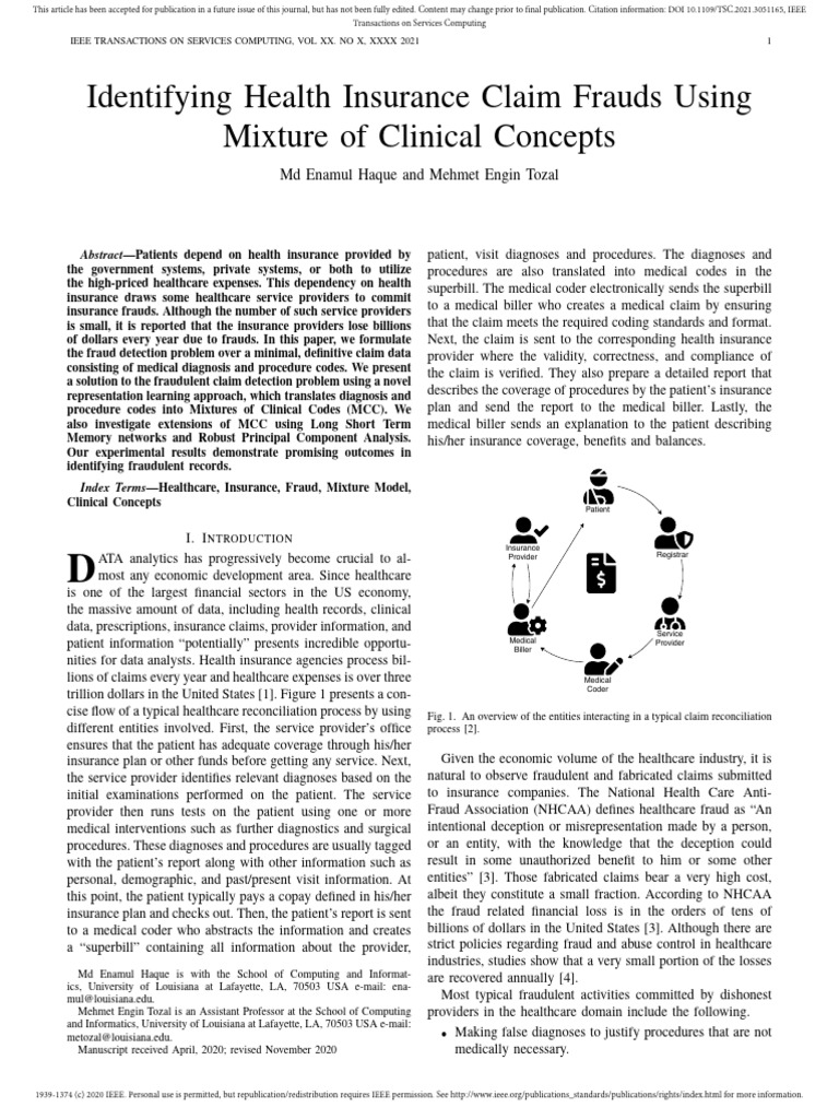 Identifying Health Insurance Claim Frauds Using Mixture of Clinical ...