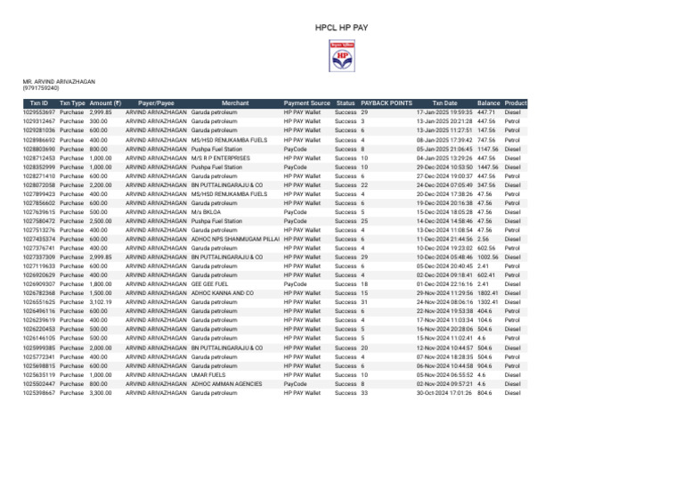 HPCL HP Pay | PDF | Diesel Fuel | Payments