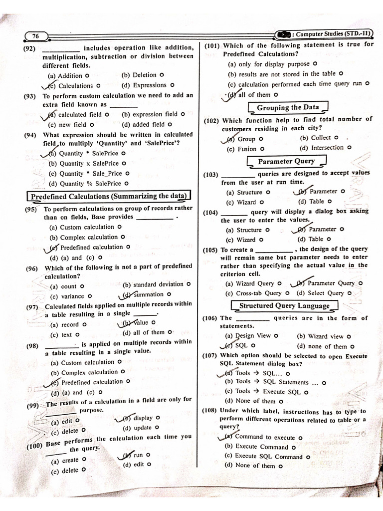 STD - 11sub - Computer - Chapter 11 MCQ PDF | PDF