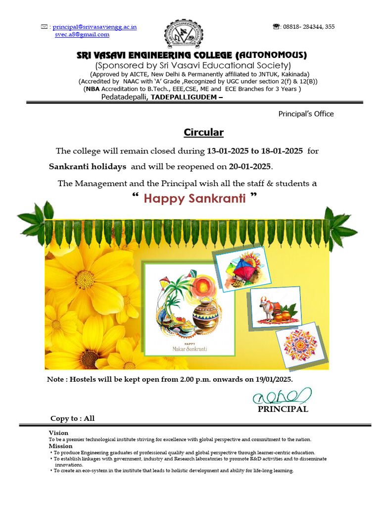 146 Sankranthi Wishes and Holidays Reg. | PDF