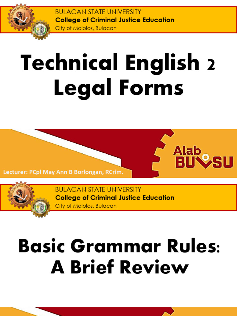 Cdi 313 Tech Eng 2 Legal Forms Basic Grammar Review | PDF | Grammatical ...