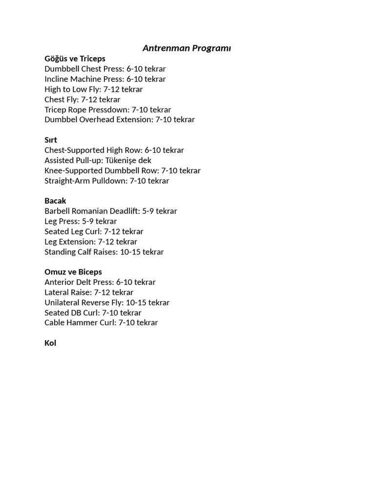 Antrenman Programı | PDF